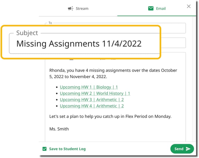 How to send bulk missing assignment emails to all students